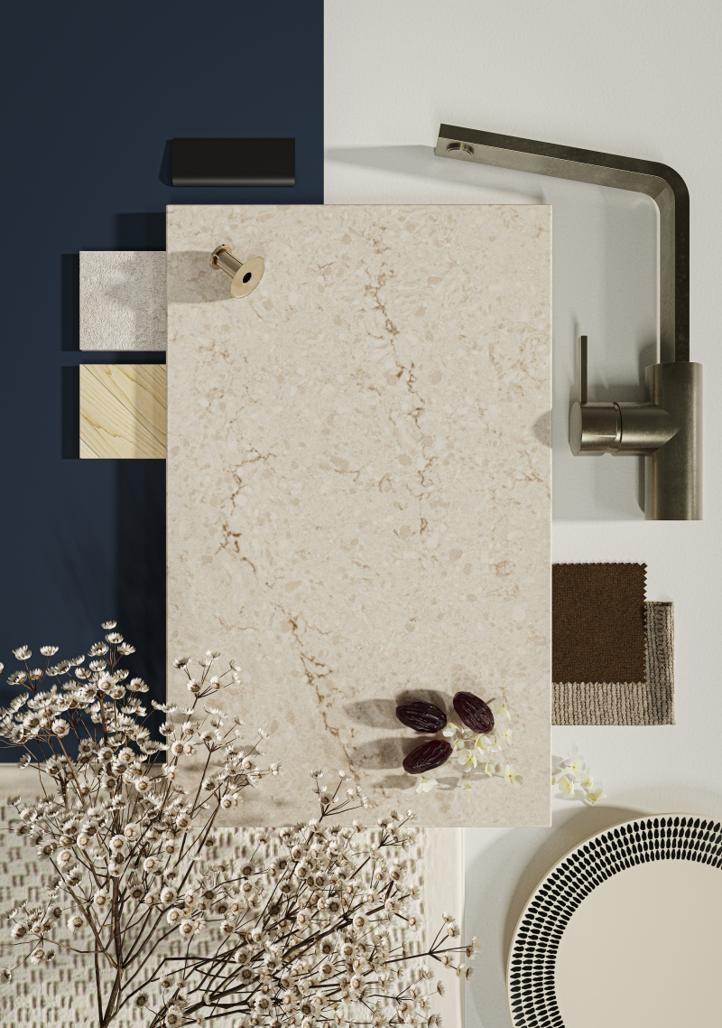 Taj Royale by Caesarstone UK features a silky interplay of warm earthy ...